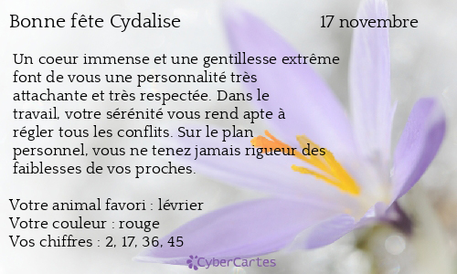 Carte bonne fête Cydalise (17 novembre)