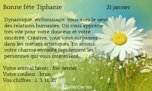 Carte bonne fête Tiphanie (21 janvier)