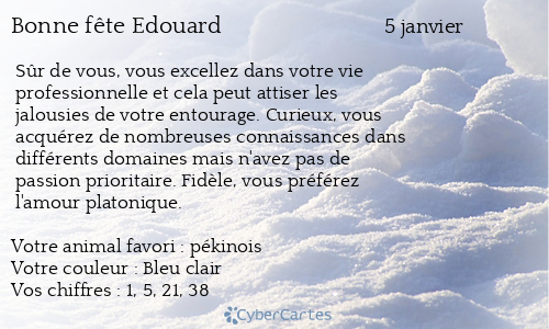 Carte bonne fête Edouard (5 janvier)